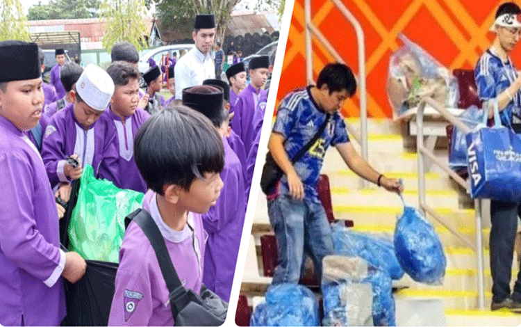 Bak Fans Jepang di Pildun, Siswa SD IT Asiah Diajarkan Bersihkan Sampah ...
